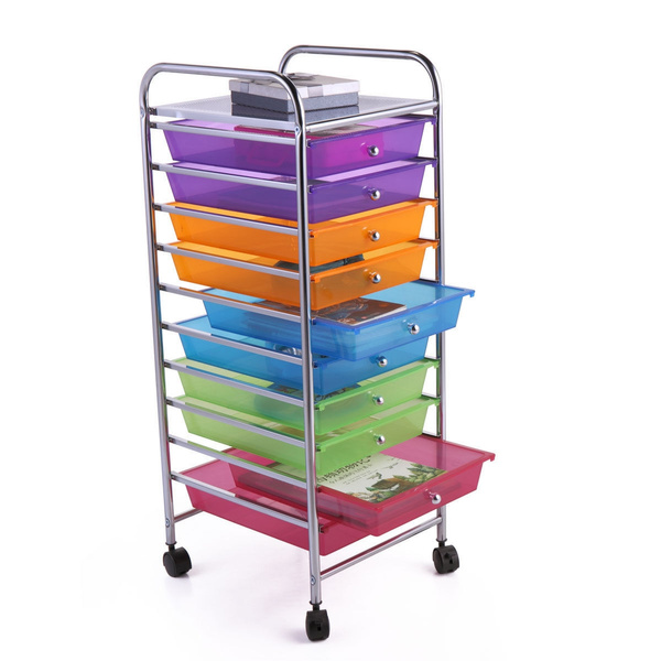 Rolling Cart Storage Unit Cabinet Multi-Bin Organizer Assorted Colors ...