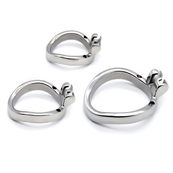 Stainless Steel Curve Clasp Snap Ring Male Chastity Device Metal Cage ...