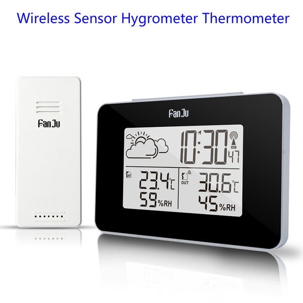 Wireless Sensor Thermometer, FanJu Digital Alarm Clock Weather Station ...