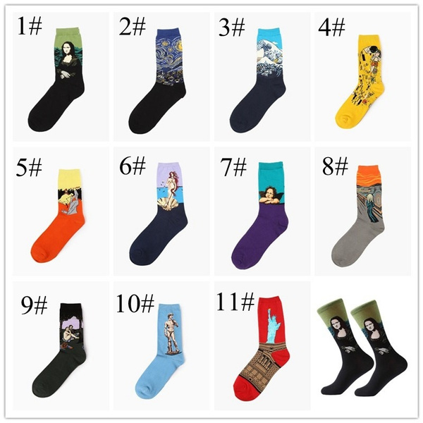Renaissance Character Oil Painting Mona Lisa Socks Men Women Vintage ...