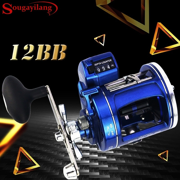 12BB Metal Baitcasting Reel with Electric Depth Left Right Hand Round ...