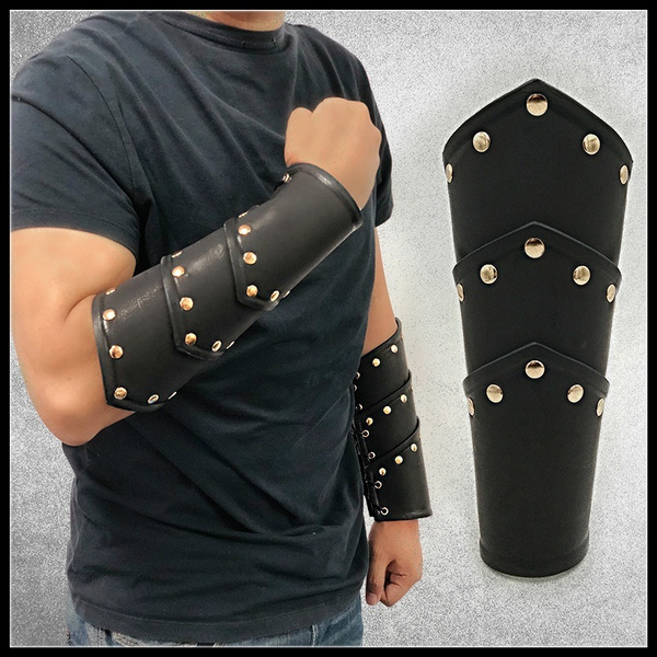 Medieval Leather Arm Armor Punk Leather Armor Rivets Bracer Studs Cuff ...