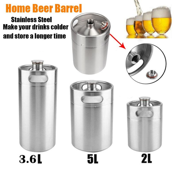 2/3.6/5L Stainless Steel Mini Keg Pressurized Beer Barrel Growler With ...