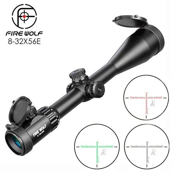FIRE WOLF Tactical 8-32X56E Air Rifle Optics Red Dot Green Sniper Scope ...