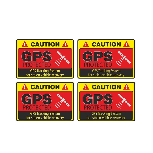 4PCs 7.3CM*4.8CM Warning Car Sticker Caution GPS Tracking System ... 4PCs 7.3CM*4.8CM Warning Car Sticker Caution GPS Tracking System ...