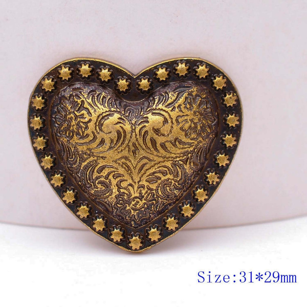 10PCS WESTERN COWBOY HEADSTALL HORSE TACK HEART BRASS FLOWER BERRY ...