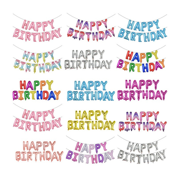 Happy Birthday Balloons Letters Alphabet Foil Balloon Hanging Bunting ...