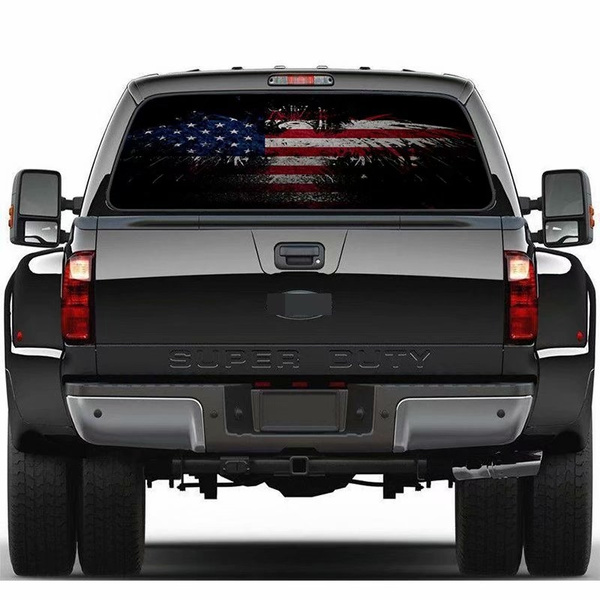 1PC Flag Eagle Color Rear Window Decals Pickup Truck SUV Rear ...