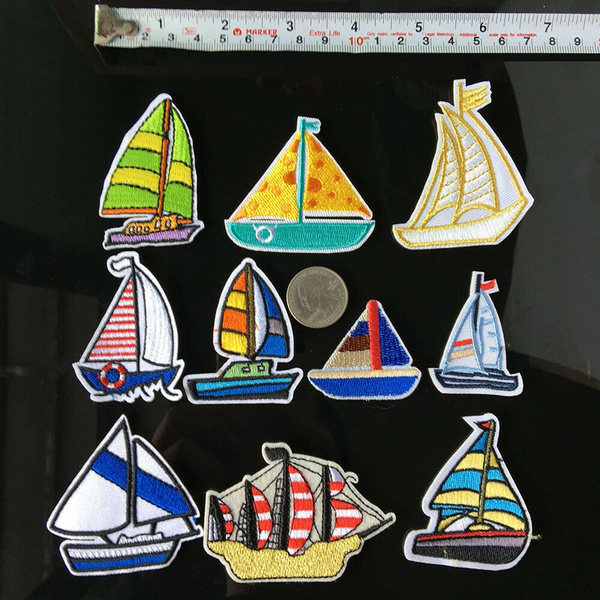 10Pcs Boat Sailboat Patch Sailor Pirate Ship Iron on Applique ...