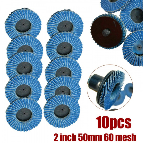 10pcs New 2" 60 grit Lug Sanding Grinding Wheel Flap Type R Disc Wheels ...