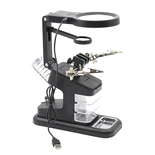 Welding Magnifying Glass LED Light 3X 4.5X Lens Auxiliary Clip Loupe ...