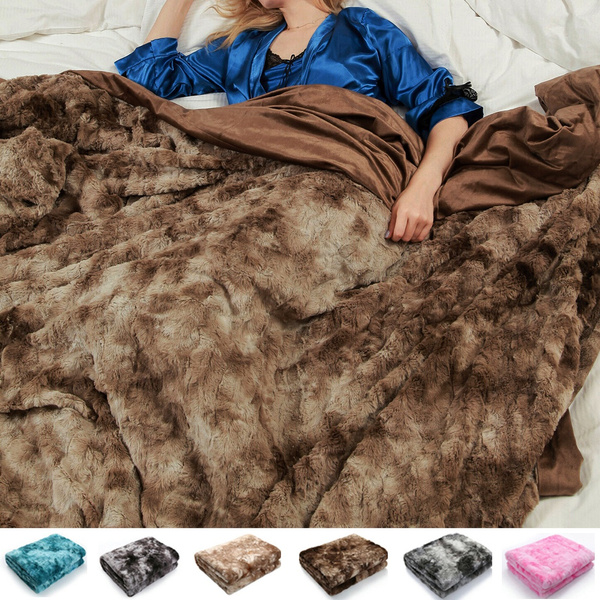 Super Soft Faux Fur Throw Blanket Fuzzy Light Weight Luxurious Cozy ...