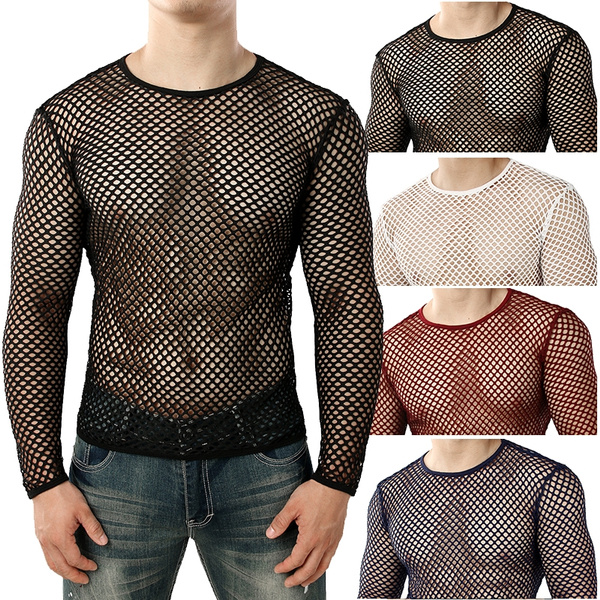 Men's Summer Cool Mesh Slim Casual Long Sleeve T-Shirt Mesh T-Shirt | Wish