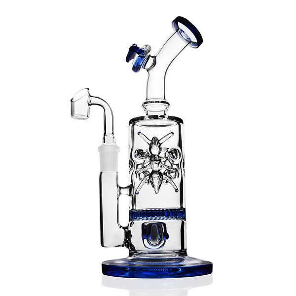 Blue dab rig Glass thick water pipe bubbler straight recycler oil rig ...