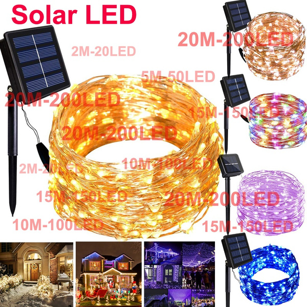 Younger Solar Powered String Lights 100 LED Copper Wire Lights ...