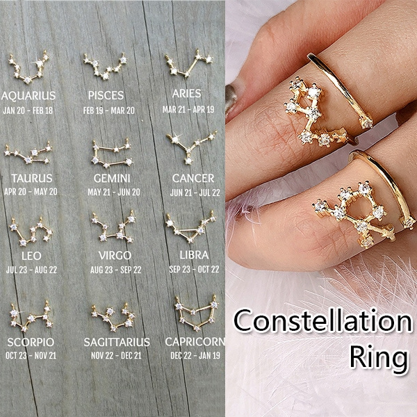 Constellation Zodiac Rings, Adjustable ,Taurus Jewelry, Pisces, Gifts ...