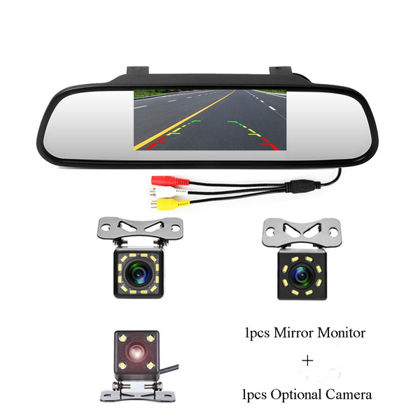 4.3" TFT LCD Car Rearview Mirror Monitor Auto Parking System + LED ...