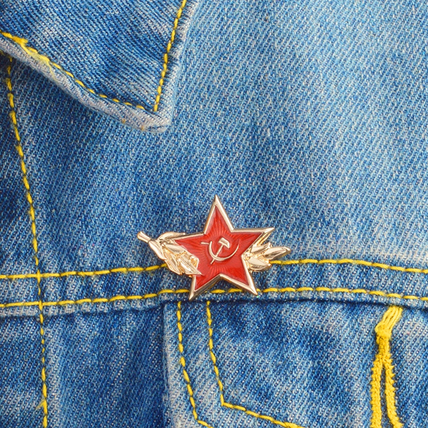 Soviet CCCP Pentagram Badge Red Star Sickle Hammer Symbol Brooches ...