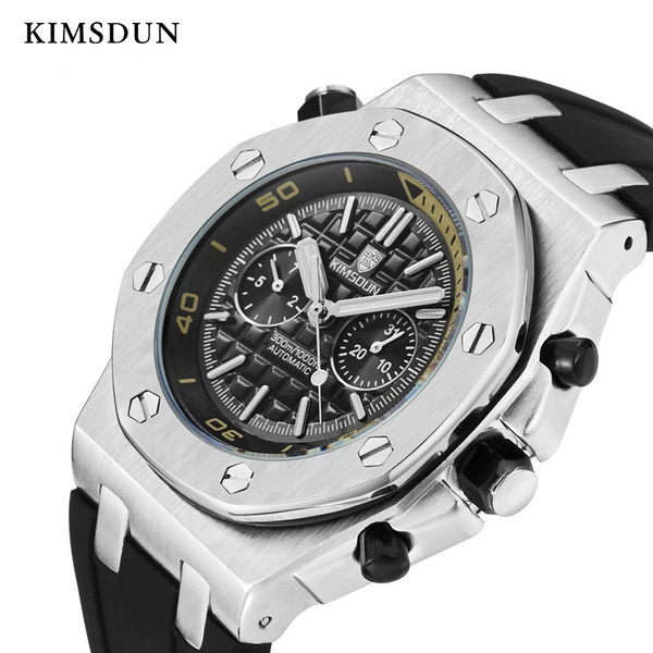 KIMSDUN Sports Mens Watches Top Brand Luxury Genuine Rubber Automatic ...