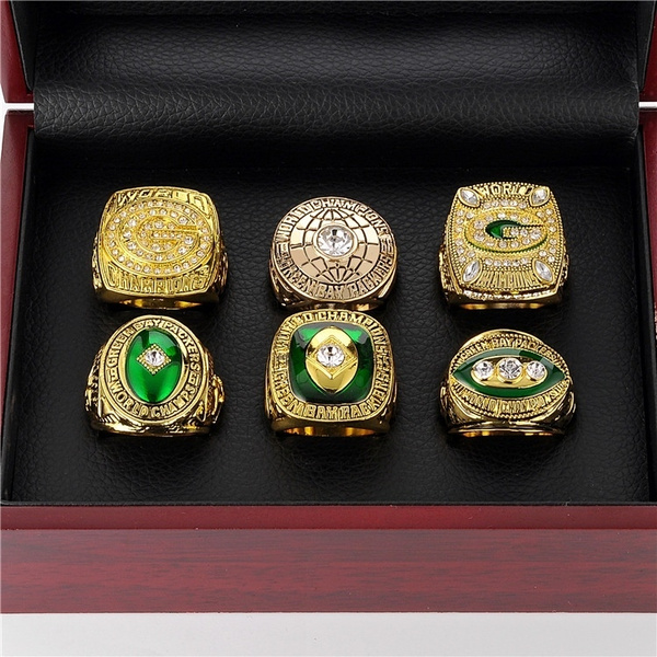 New 6 packs Super Bowl Championship Ring Set with Wood Box Case | Wish