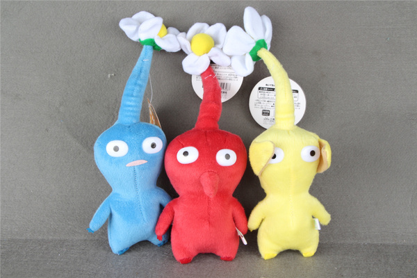 3PCS Yellow Red Blue Pikmin Flower Plush Doll Stuffed Toy Lovely Gift ...