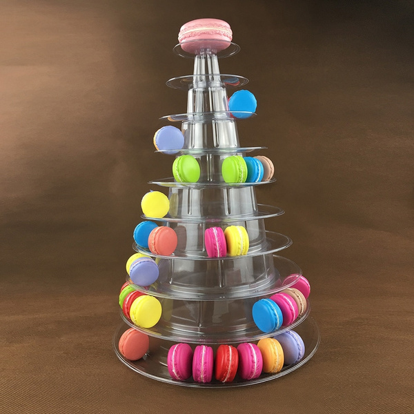 10 Tiers Macaron Display Stand Round Macaron Tower Cake Stand PVC Tray ...