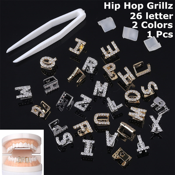 New Hip Hop Grillz 26 Letter Diamond Grillz Diamond Cut Grillz Set ...