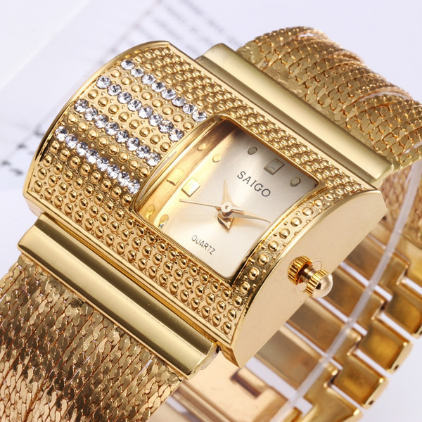 New Arrival Luxury Women Round Full Diamond Bracelet Watch Analog ...