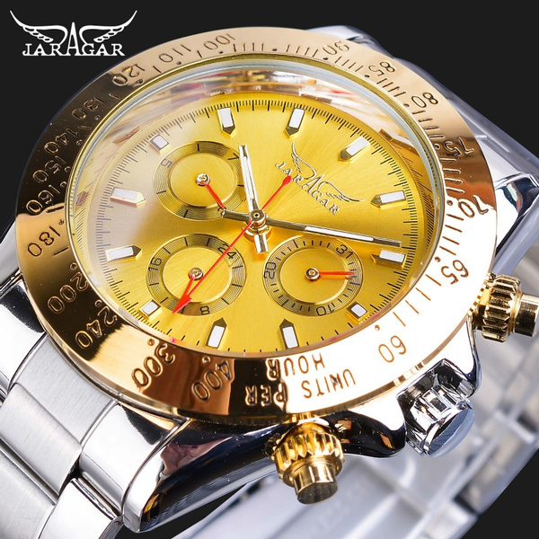 Jaragar Golden Automatic Men Wristwatch 3 Sub Dial Design Calendar ...