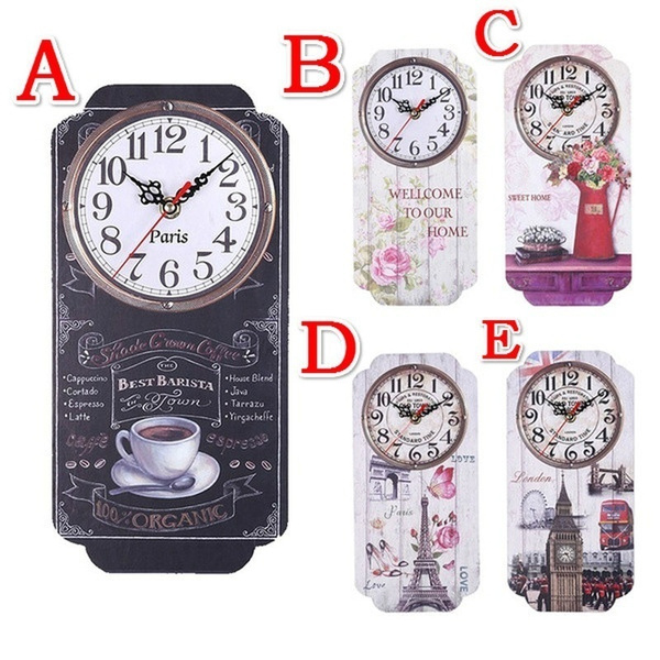 Retro Wooden Wall Clock Home Living Room Bedroom Cafe Bar Decor | Wish