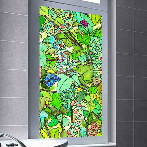 Static Cling Window Films Frosted Grapes Stained Flower Glass Sticker ...