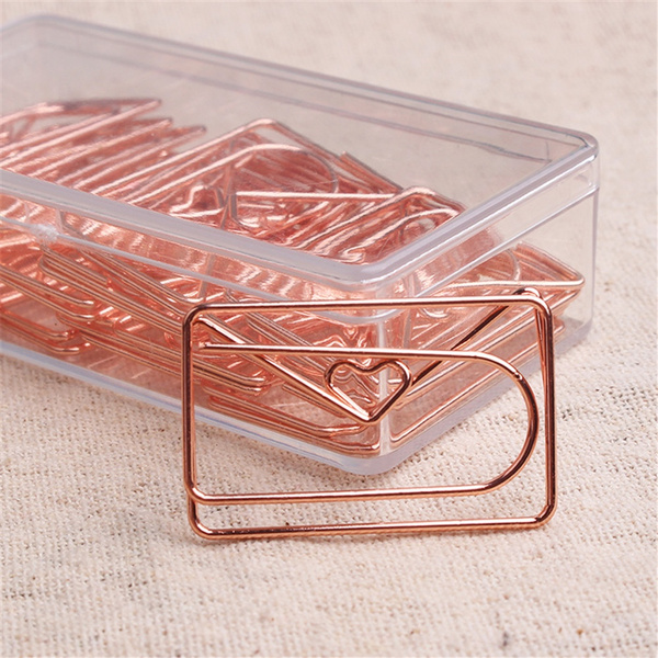 20Pcs/lot Rose Gold Love Paper Clip Creative Modeling Clip Metal Office ...