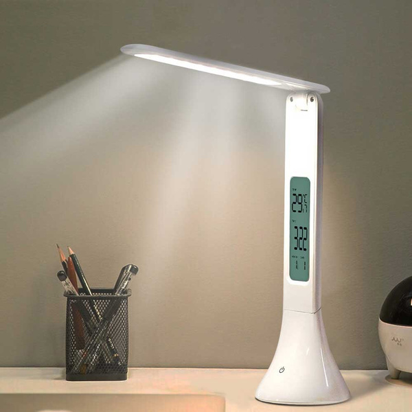 LED Clock Nightlight Dimmable Thermometer Desk Lamp Calendar Table Lamp ...