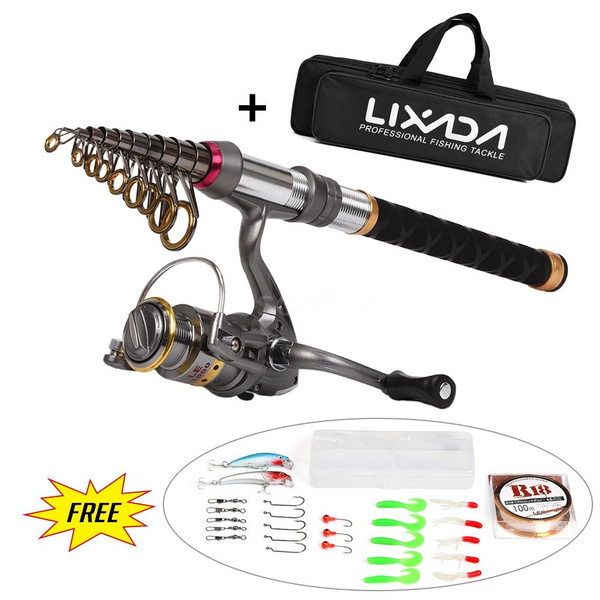 Lixada Fishing Rod Reel Combo Carbon Fiber Telescopic Fishing Pole ...