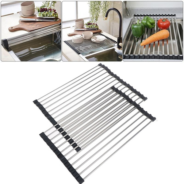 12 /15 Tubes Sink Stainless Folding Fruit Vegetable Fish Storage ...