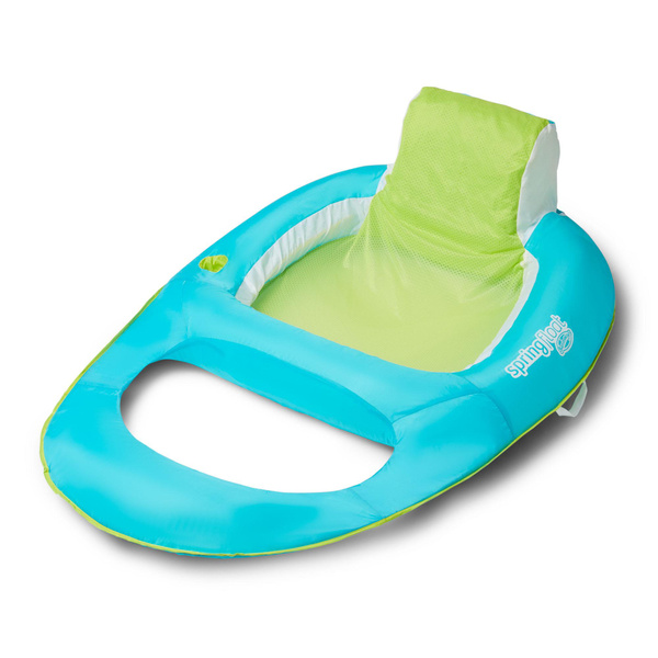 SwimWays SpringFloat Inflatable Vinyl Recliner Pool Lounger, Aqua/Lime ...