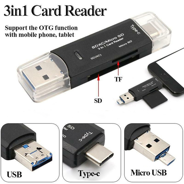 Multi High-speed Card Reader Adapter 3 In 1 Universal USB3.1 Mirco USB ...