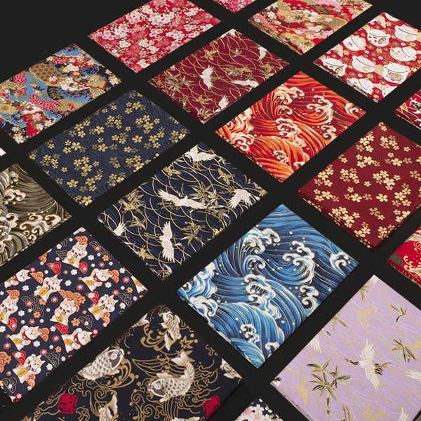 Japanese Printed Cotton Fabric Retro Floral Shiny for Bag Upholstery ...