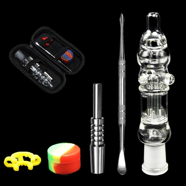 Portable Glass Dab Rig Kit Mini Cute Concentrate Honey Straw Set Thick ...
