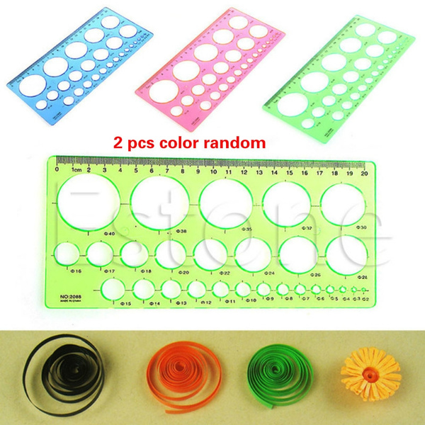 2 Pcs Quilling Ruler Template Tool Kit Circle Size Origami Paper ...