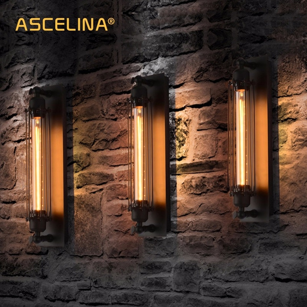 Industrial Vintage Loft Flute Lampshade T30 Edison Bulbs Wall Lamps ...