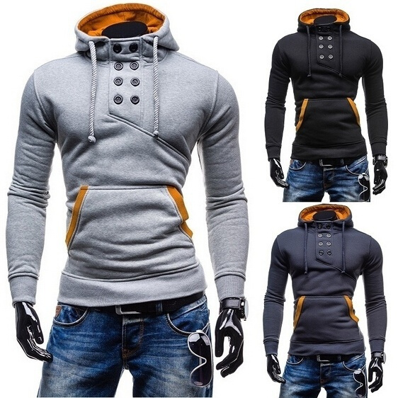 Hooded Polyester Plain Long Sleeve Pullover Men's Hoodies | Wish