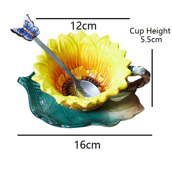 Exquisite Sunflower Cup Ceramic Cup Creative Tea Cup Set Coffee Cup ...