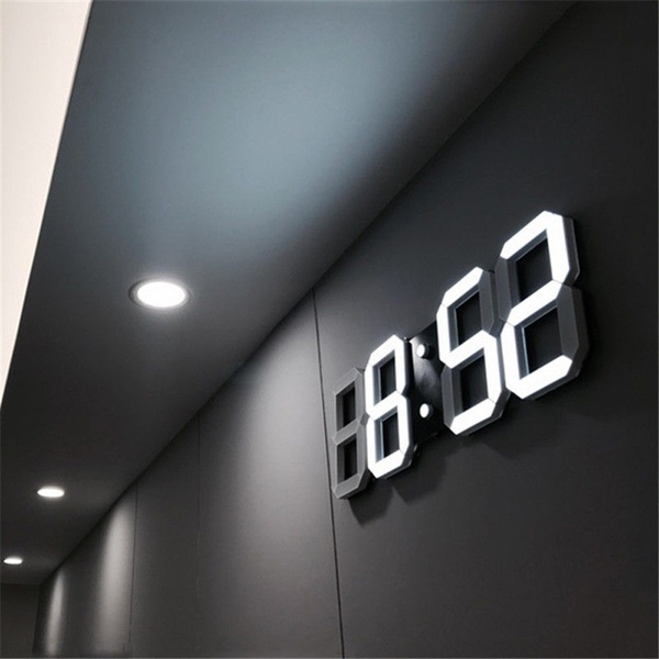 LED Digital Wall Clock with 3 Levels Brightness Alarm Clock Wall ...