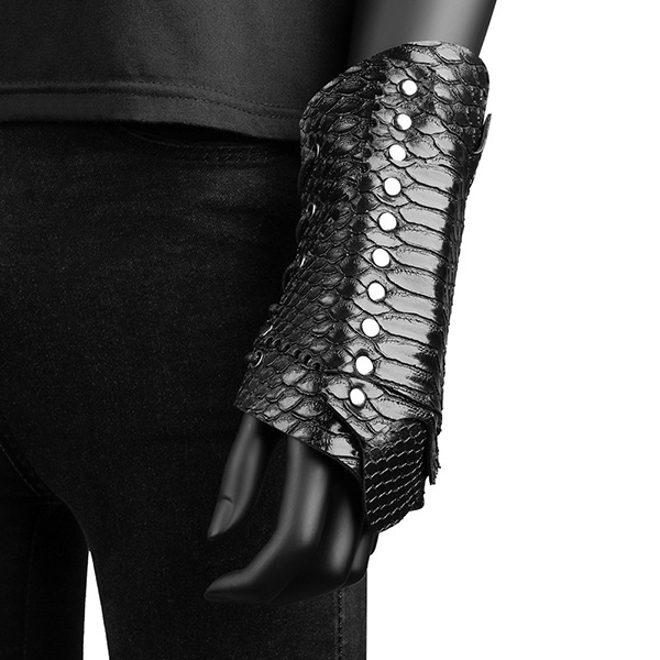 Snakeskin Black Leather Martial Arts Forearm Guards/Gauntlet Arm Armor ...