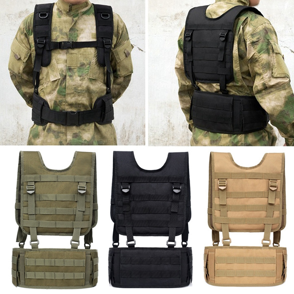 3 Colors Tactical Vest Harness with Detachable Battle Waist Belt ...