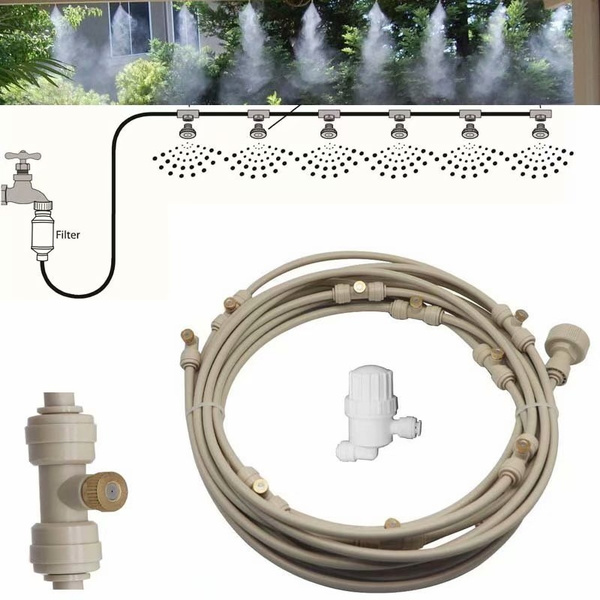 Beige Garden Water Misting Cooling System Kit | Wish