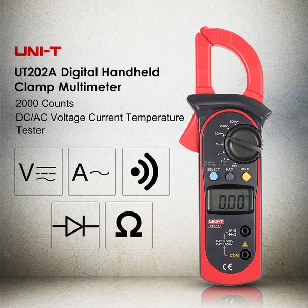 UNI-T UT202A Digital Handheld Clamp Multimeter DC/AC Voltmeter Tester ...