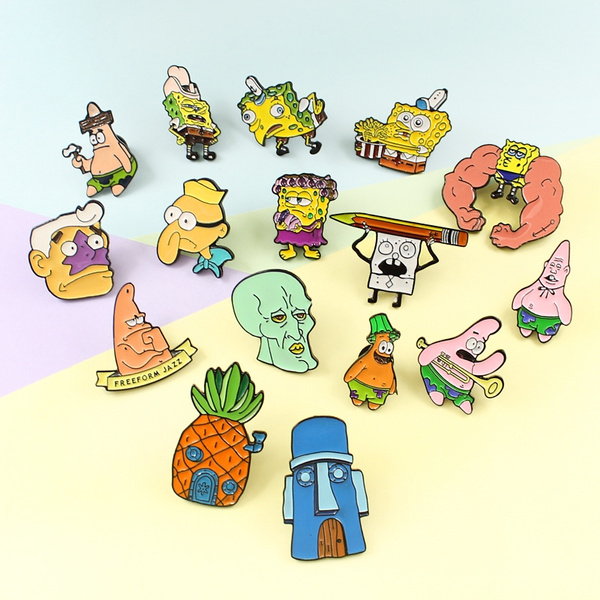 SpongeBob 16 style Anime Pins brooch Sponge bob Squidward Patrick Star ...
