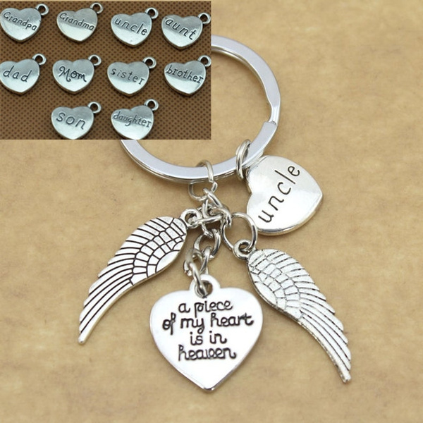 Memorial key ring"A Piece Of My Heart Is In Heaven" Heart Charm Angel ...